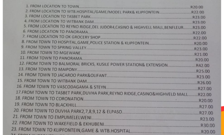 Taxi fares to increase by R2 from tomorrow | Witbank News