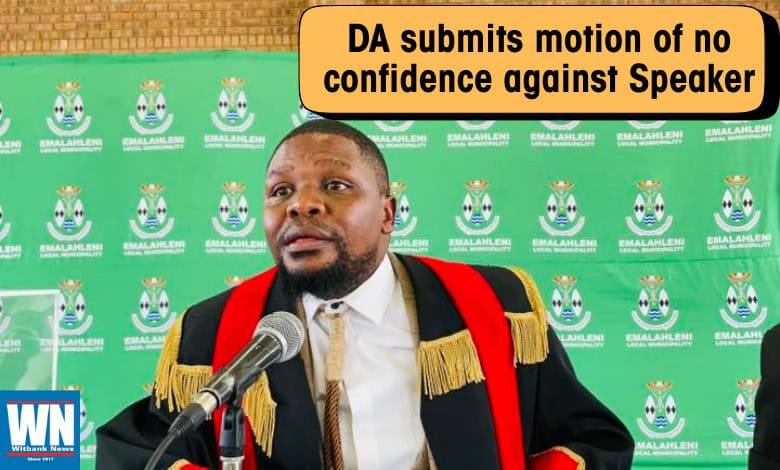 DA submits motion of no confidence against Speaker Mduduzi ‘Mswati’ Nkosi | Witbank News