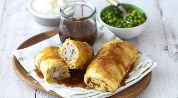 Easy sausage rolls with mash and gravy | Rising Sun Newspapers