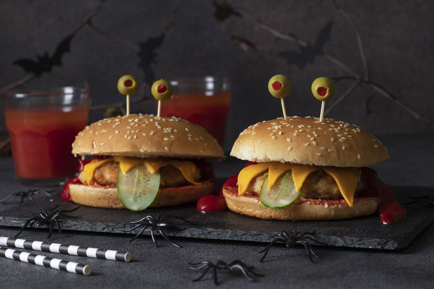 Monster chicken burger with cheese, green olives and cucumber | Network ...