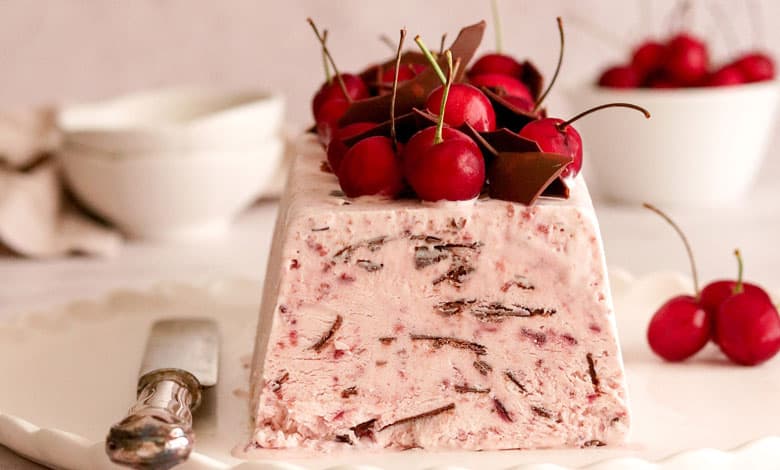 Fresh cherries and dark chocolate ice-cream cake | Network News