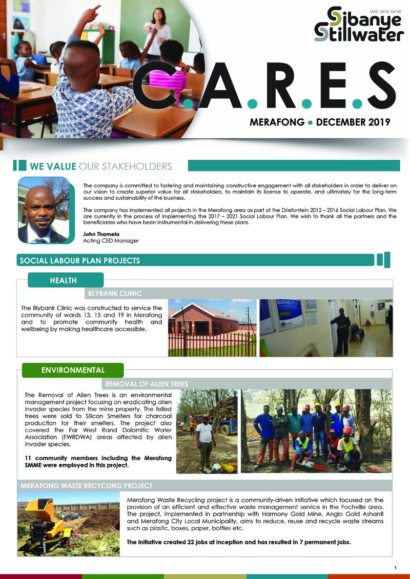 Sibanye-Stillwater cares for the community | Carletonville Herald