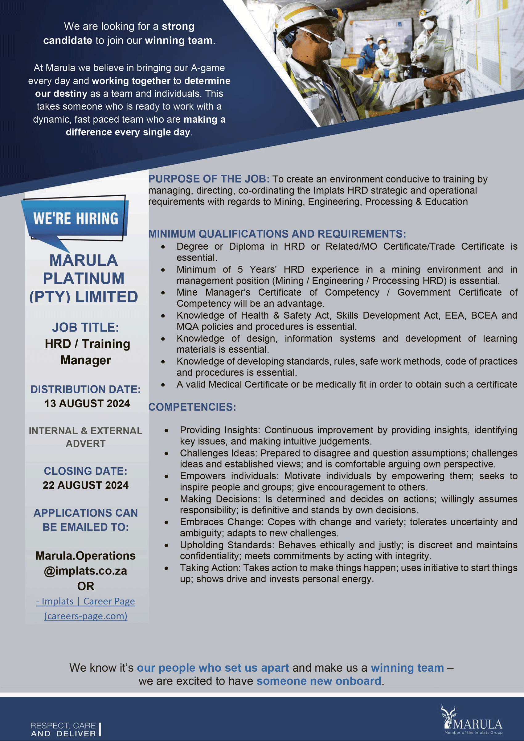 Vacancies | Carletonville Herald