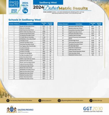 Gwarube releases matric results | Sedibeng Ster
