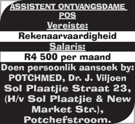 Soek jy Werk? 13 poste beskikbaar | Vaalweekblad