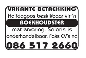 Poste beskikbaar | Vaalweekblad