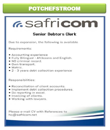 Vyf poste beskikbaar by Safricom - Potchefstroom | Vaalweekblad