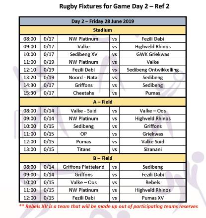Dag 2 - Rhino Week 2019 program vir Vrydag 28 Junie- Rugby | Vaalweekblad