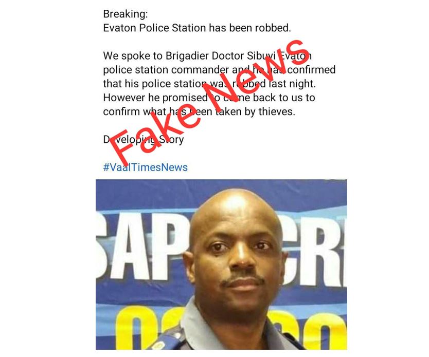 Fake news: SAPS slam social media post on Evaton Police Station robbery ...