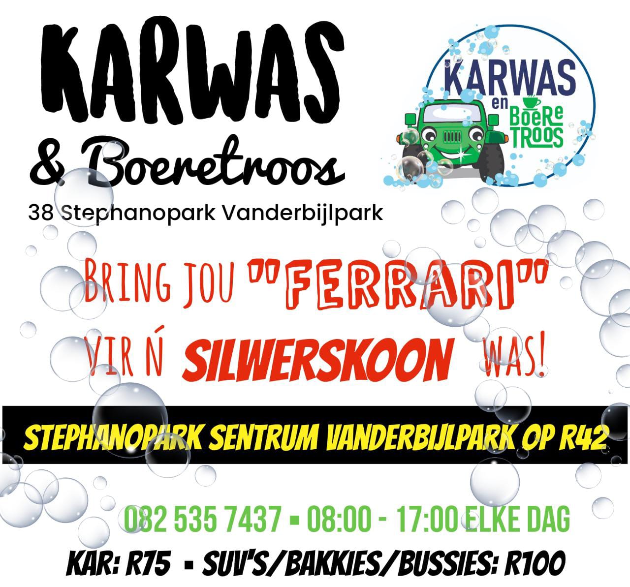 Karwas en Boeretroos: Kom bederf jou voertuig hier! | Vaalweekblad