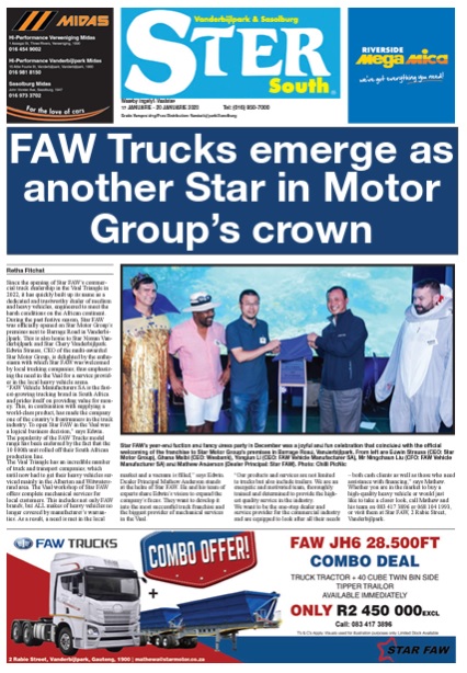 FAW Trucks emerge as another Star in Motor Group's crown | Vaalweekblad