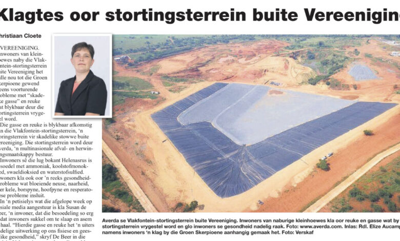 Klagtes oor stortingsterrein buite Vereeniging | Vaalweekblad