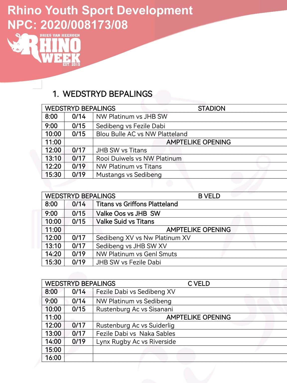 Tyd vir Rhino week aksie | Vaalweekblad