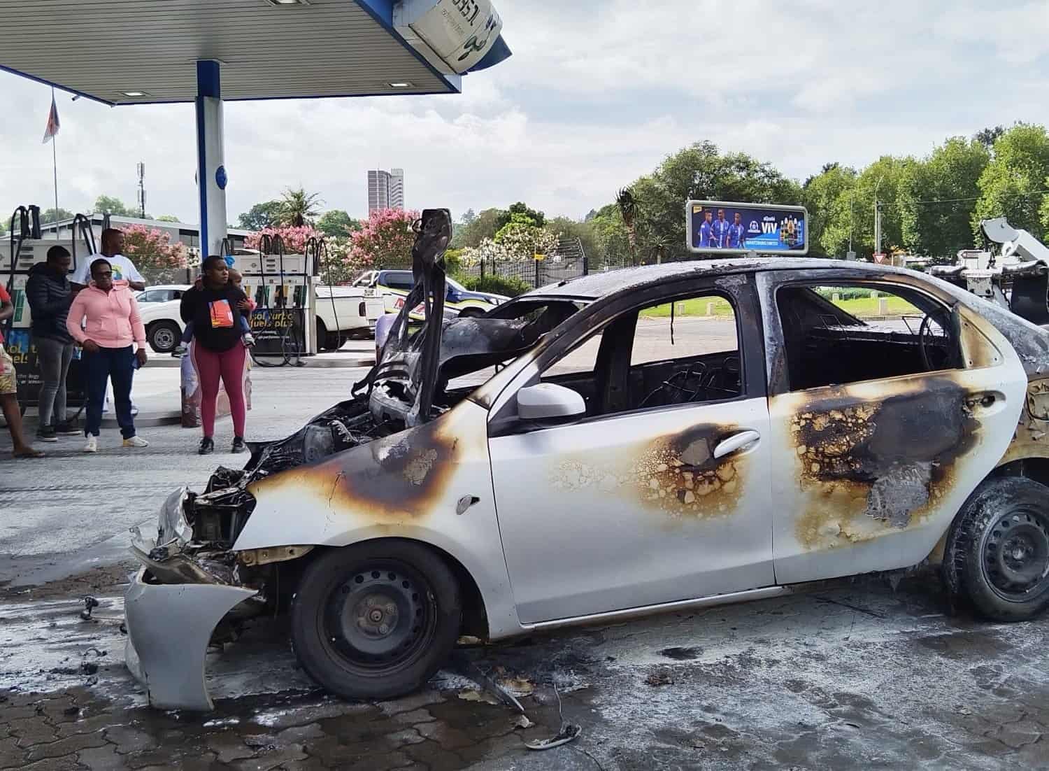 Update | No injuries after burning car crashed into petrol station ...