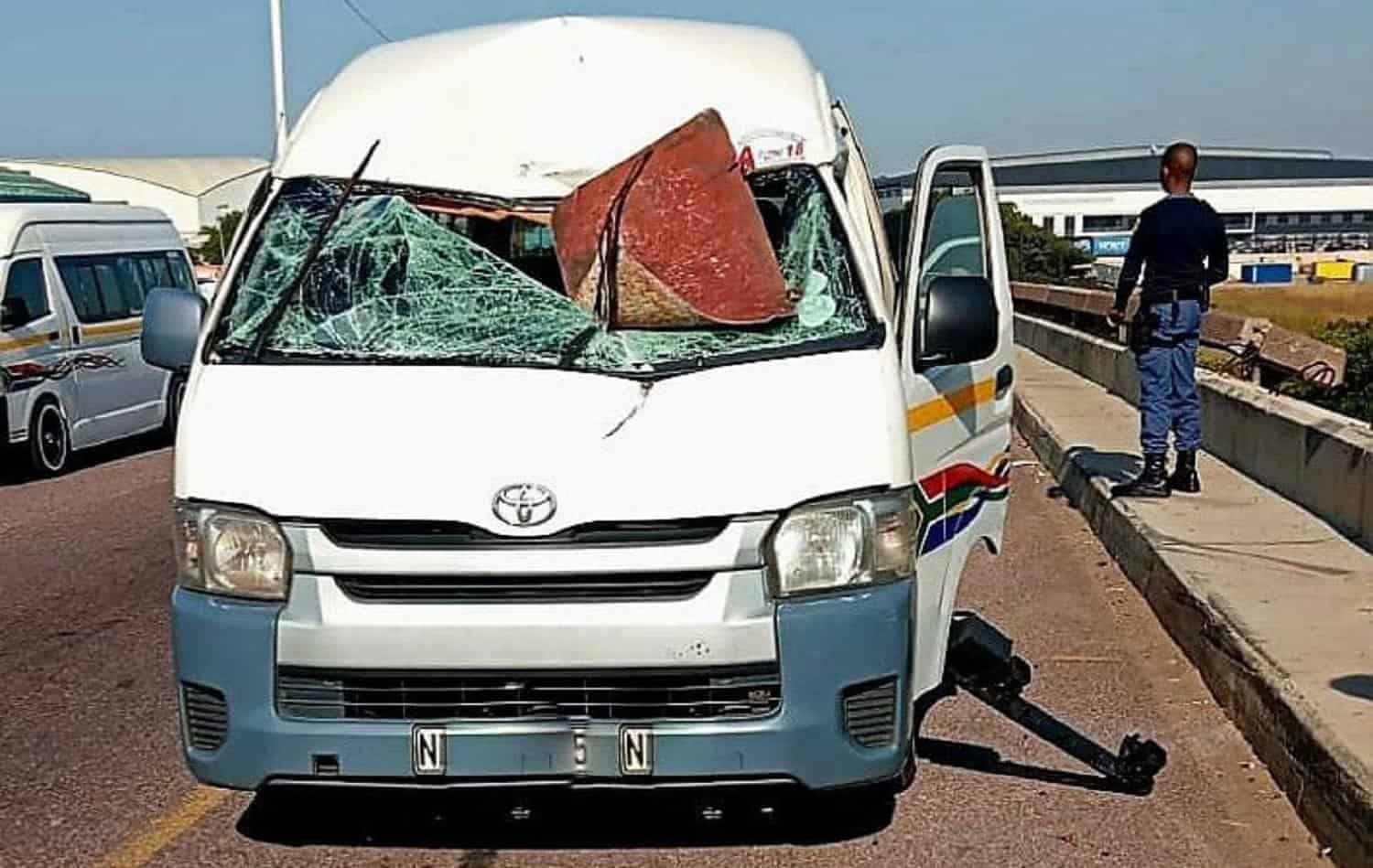 Freak accident: Metal object flies off truck striking taxi windscreen ...