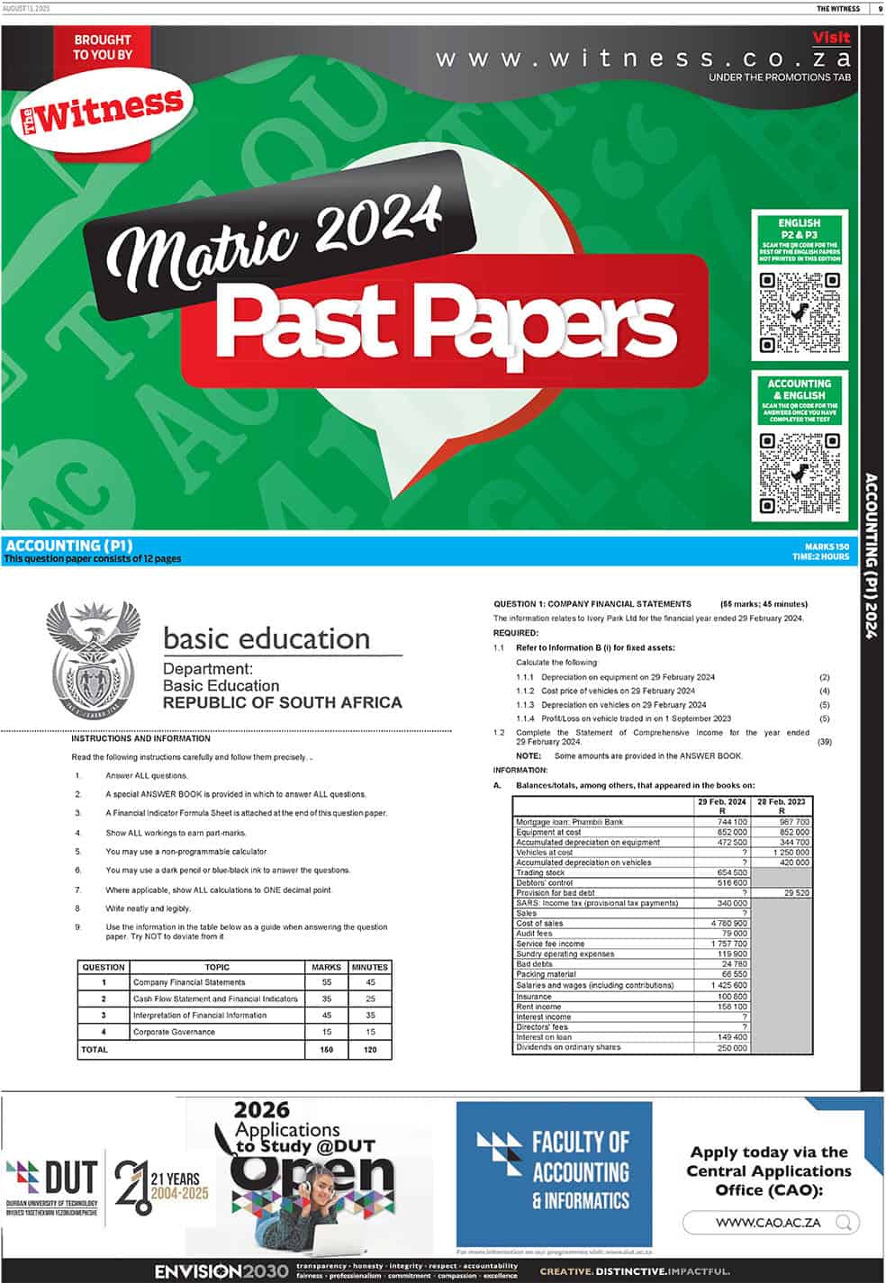 Matric Past Papers | The Witness