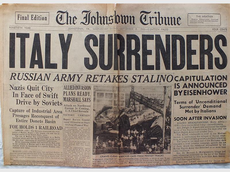 Today in History: Italy surrenders to the Allies in WWII | Roodepoort ...
