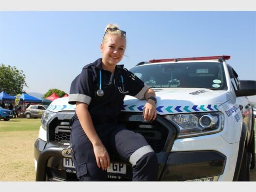 Female first responder showing heart and determination in putting ...