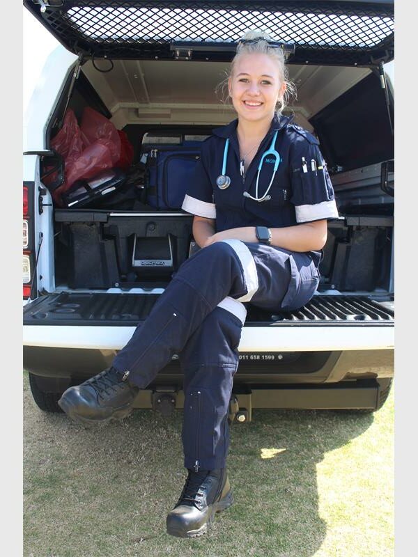 Female first responder showing heart and determination in putting ...
