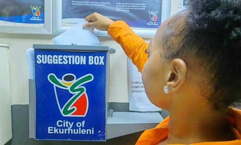 Resolve healthcare issues with suggestion boxes - City of Ekurhuleni ...