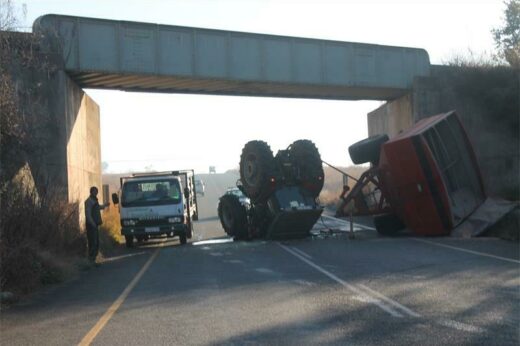 Traffic affected after tractor crashes into bridge