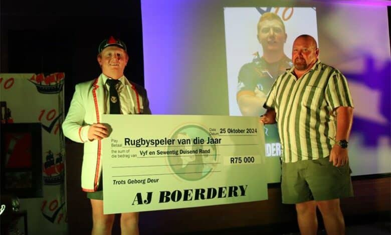 AJ Boerdery bederf Riebeeckrand se Rugbyspeler van die Jaar
