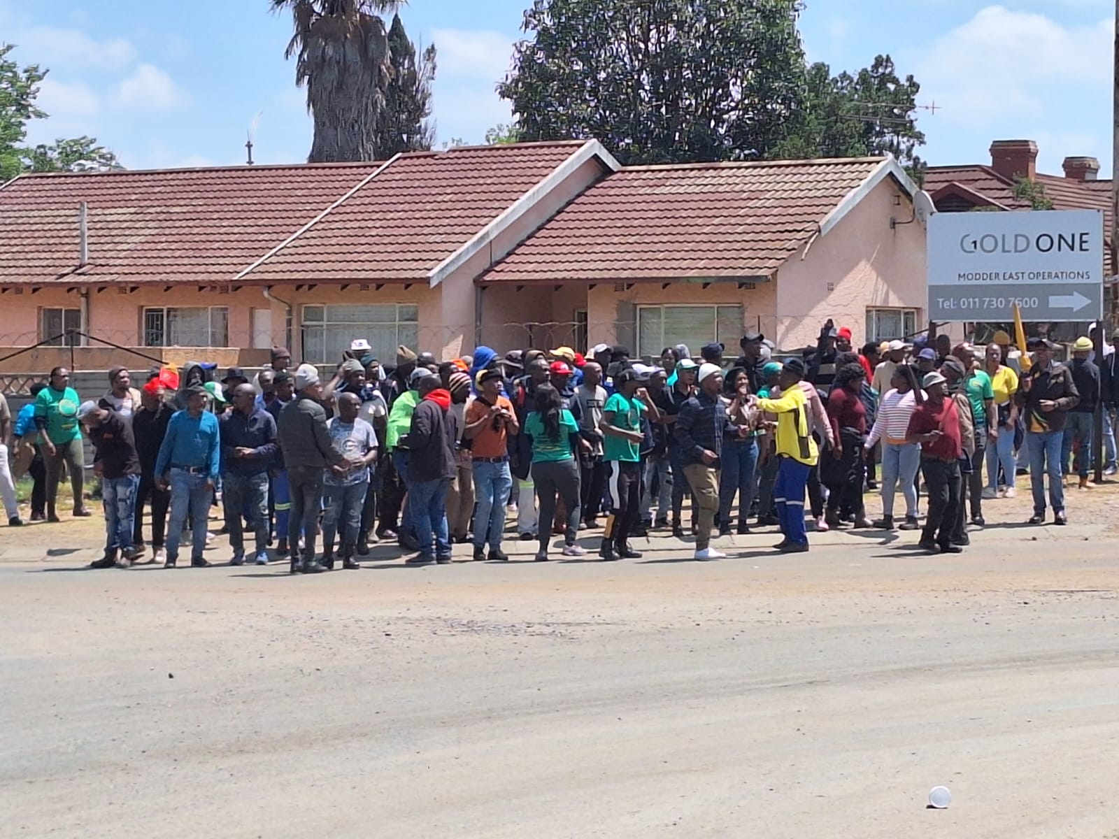 Another sit-in currently underway at Modder East's Gold One Mine ...