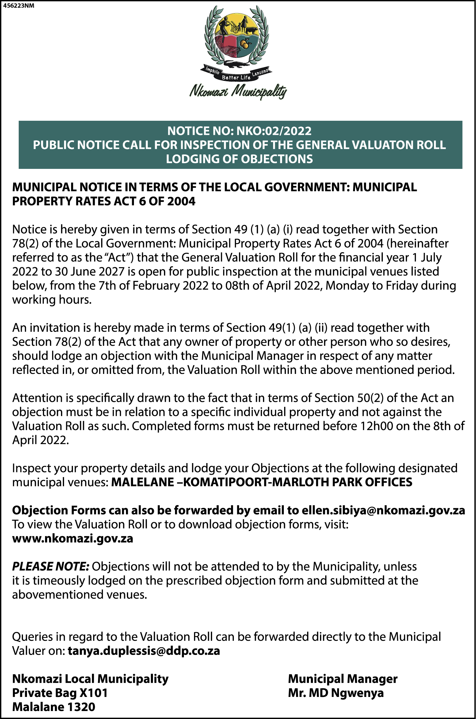 Nkomazi Municipality calls for inspection of the general valuation roll ...