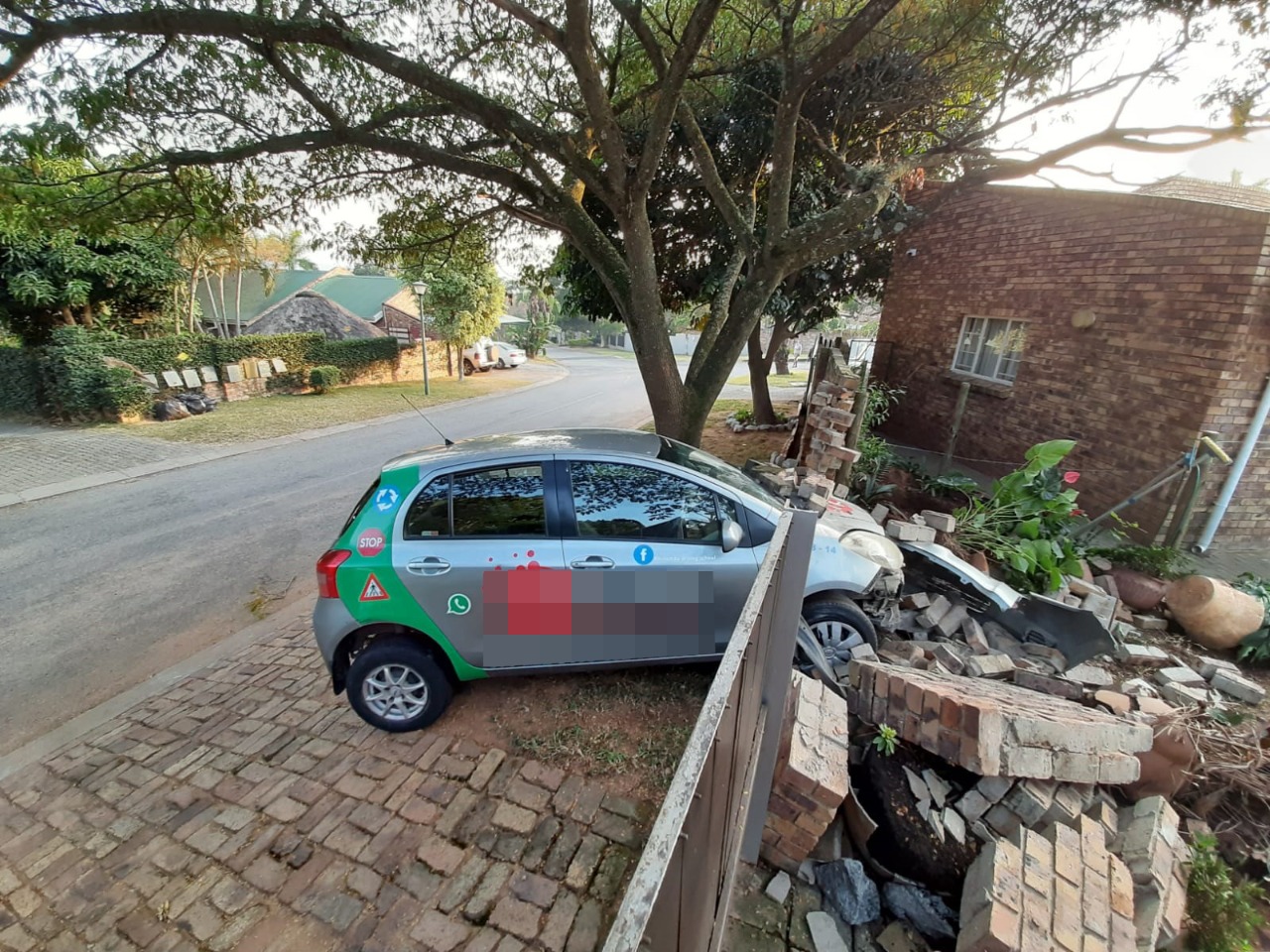Learner driver crashes through brick wall | Lowvelder