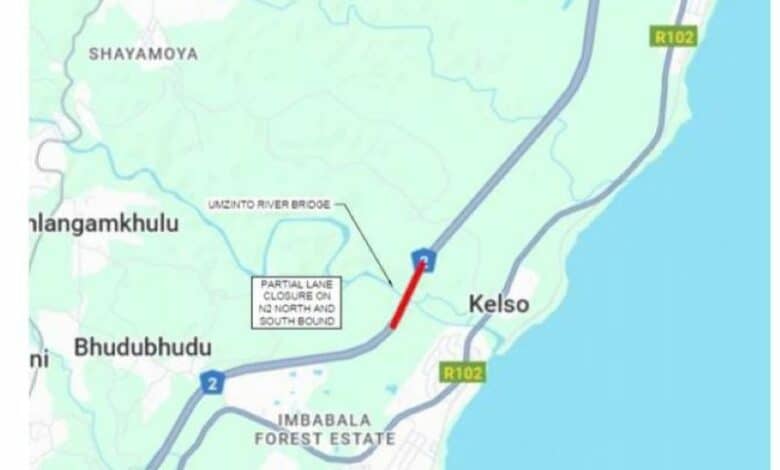 Water pipeline project causes lane closure on N2 between Park Rynie and ...