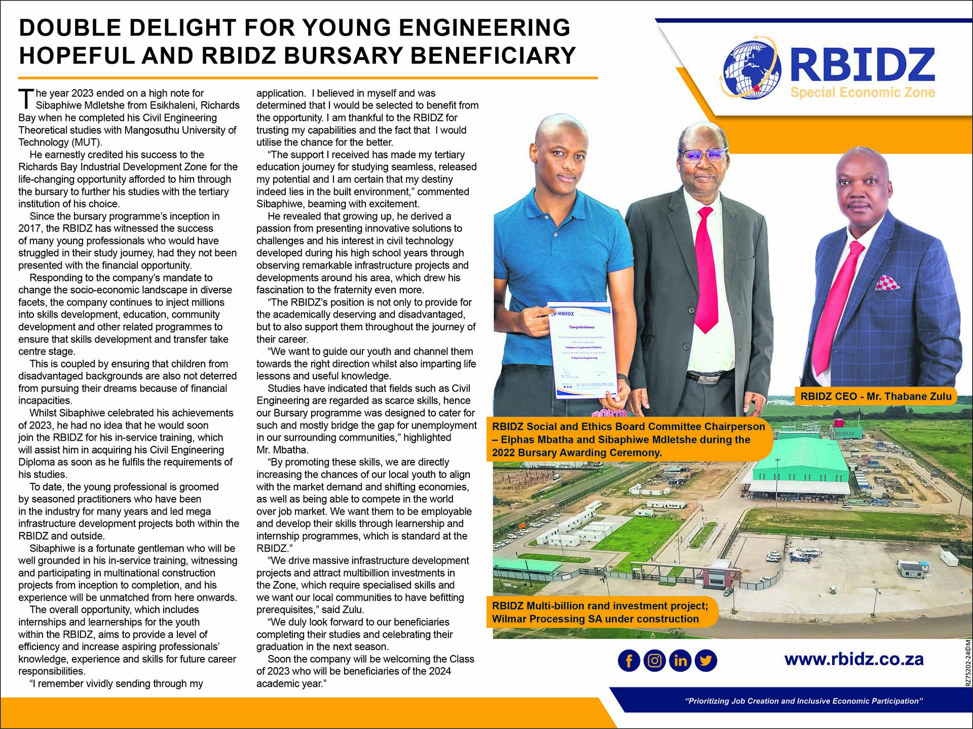 RBIDZ BURSARY BENEFICIARY | Zululand Observer