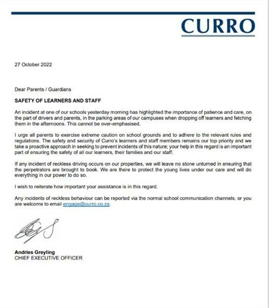 Curro CEO says safety a “top priority” | Rekord