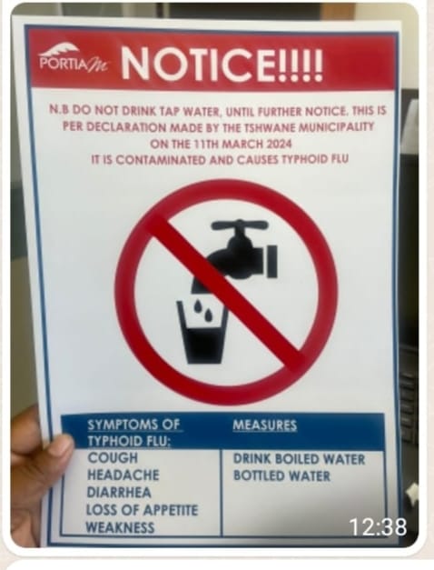 No contaminated water is causing typhoid flu says Tshwane | Rekord
