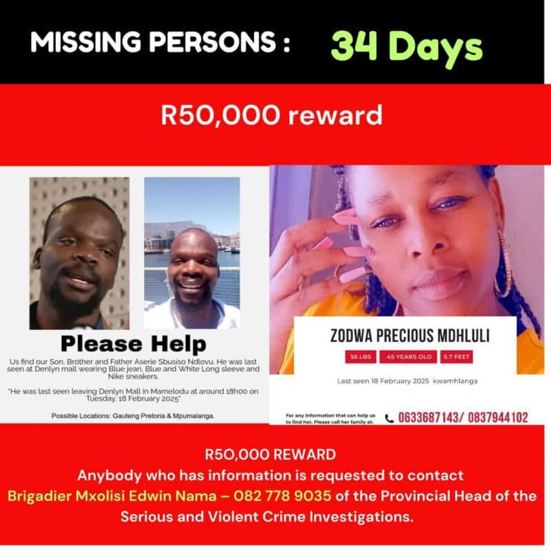 Missing couple in Mamelodi, woman (26) in Silverton sought | Rekord