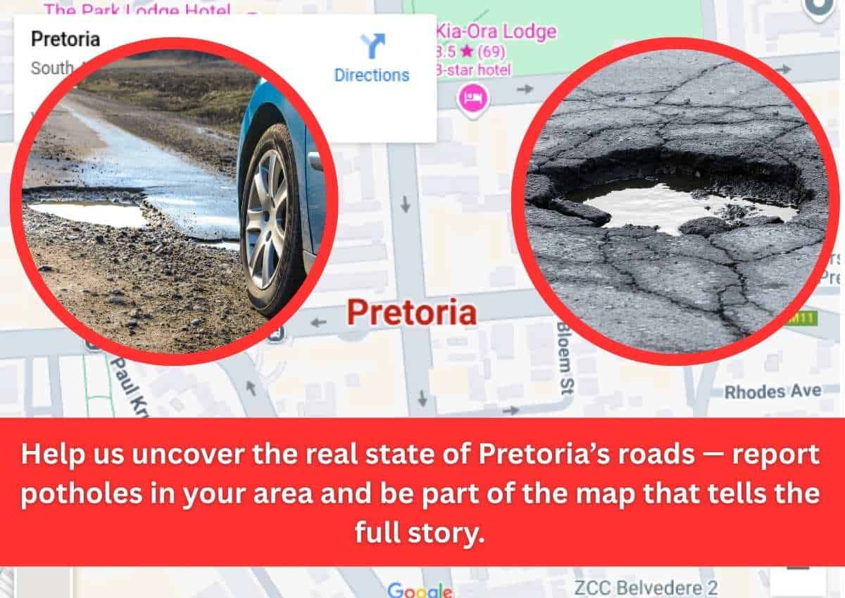 Five potholes left, Pretoria? Help us map the real story on the City's ...