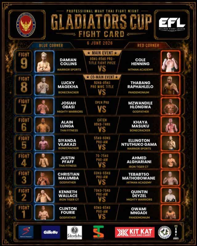 Pretoria fighters clash in title battle at EFL's Gladiators Cup ...