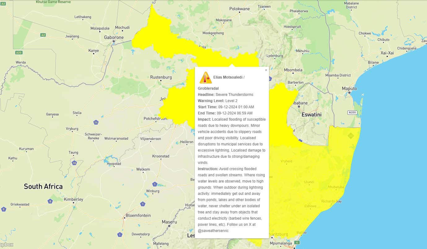 Weather alert: Severe thunderstorms expected in Groblersdal ...