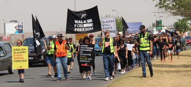 People take part in freedom walk against slavery and human trafficking ...