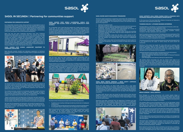 Sasol in Secunda - Partnering for communities support | Ridge Times